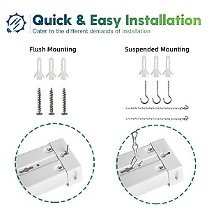 FREELICHT 6 Pack Linkable LED Utility Shop Light, 4000 LM, 4 FT, 48 Inch Integrated Fixture for Workshop, 40W Equivalent 260W, 5000K Daylight, Surface + Hanging Mount – ETL