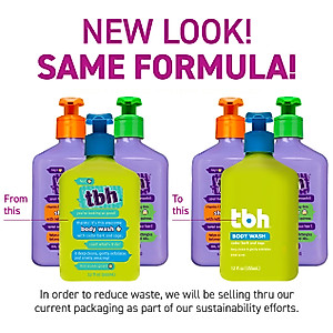 TBH Teen and Kids Shampoo, Conditioner, and Body Wash - Shampoo and Conditioner for Oily Hair, Gentle Exfoliating Body Wash - Sulfate, Paraben Free - 12 oz (3 Pack)