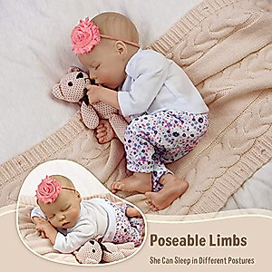 JIZHI Lifelike Reborn Baby Dolls - 17-Inch Baby Soft Body Realistic-Newborn Baby Dolls Full Vinyl Body Poseable Real Life Baby Dolls Girl with Feeding Kit Gift Box for Kids Age 3+