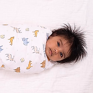 HALO 100% Cotton Sleepsack Swaddle, 3-Way Adjustable Wearable Blanket, TOG 1.5, Forest Friends, Small, 3-6 Months