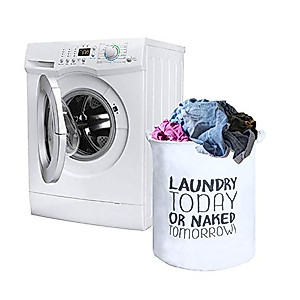 SDAIGC Collapsible Unicorn Laundry Basket, Blondie Canvas Waterproof Round Storage Hamper, Clothes Toys Organizer Basket, Cute Kids Gift Basket(White Today)