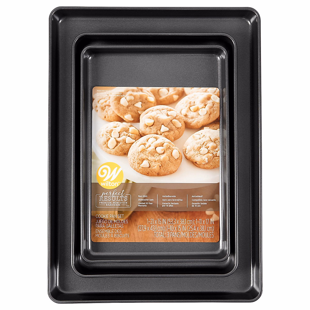 Wilton Perfect Results Premium Non-Stick Bakeware Cookie Pan Set, Whether Baking for a Kids Party, the Holidays or Family, These Baking Sheets have You Covered, 3-Piece
