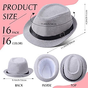 Liitrsh 16 Pcs Short Brim Trilby Hats for Men Women Classic Panama Hats with Belt Summer Hats Vintage Dress Hats for 1920s Party Wedding Accessories, 16 Colors Beach Hats