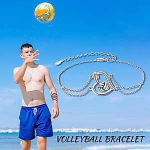YAFEINI Volleyball Bracelet 925 Sterling Sliver Heart Volleyball Sports Charm Jewelry Gifts for Women