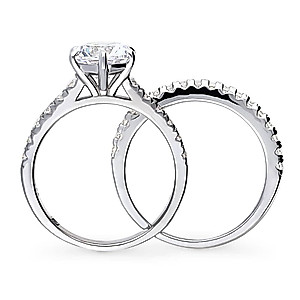 BERRICLE Sterling Silver Solitaire Wedding Engagement Rings 2 Carat Round Cubic Zirconia CZ Ring Set for Women, Rhodium Plated Size 6