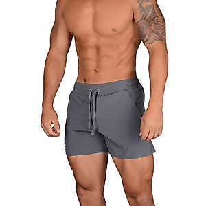 YoungLA Men's Bodybuilding Gym Running Shorts 101 | All Grey X-Large