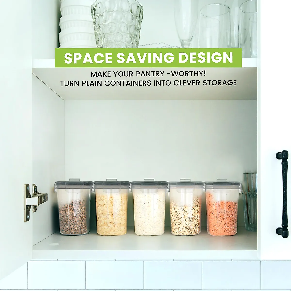 Utopia Kitchen Cereal Containers Storage - Liter Airtight Food Storage Containers & Cereal Dispenser For Pantry Organization And Storage (Clear, 2 Liter Pack of 4)