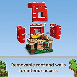 LEGO Minecraft The Mushroom House Set, 21179 Building Toy for Kids Age 8 Plus, Gift Idea with Alex, Mooshroom & Spider Jockey Figures
