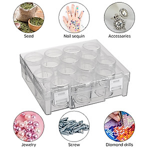 Bead Organizer Box, Diamond Painting Art Accessories Storage Box Containers, Diamond Bead Storage Box Organizer Containers Small Plastic Embroidery Storage Bead Container for Beads (1Pack-14Grid)