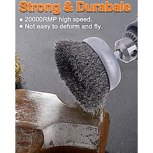 9 Pack Drill Wire Brush with 1/4-Inch Hex Shank, Rocaris Carbon Steel Drill Wire Brush, Cup/ Wheel/ Pen Brush Set for Rust Removal, Corrosion and Scrub Surfaces