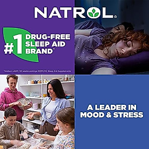 Natrol Mood+ Stress Relax+ Night Calm Gummies With L-Theanine, 5-HTP, Lemon Balm and Melatonin, Drug-Free Dietary Supplement for Nighttime Stress and Better Sleep, 50 Gummies, 25 Day Supply