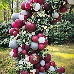 PartyWoo Burgundy Gray White Balloons, 60 pcs Balloon Pack of Burgundy Balloons Wine Red Balloons Gray Balloons White Balloons for Burgundy Baby Shower Decorations, Memorial Day Decorations