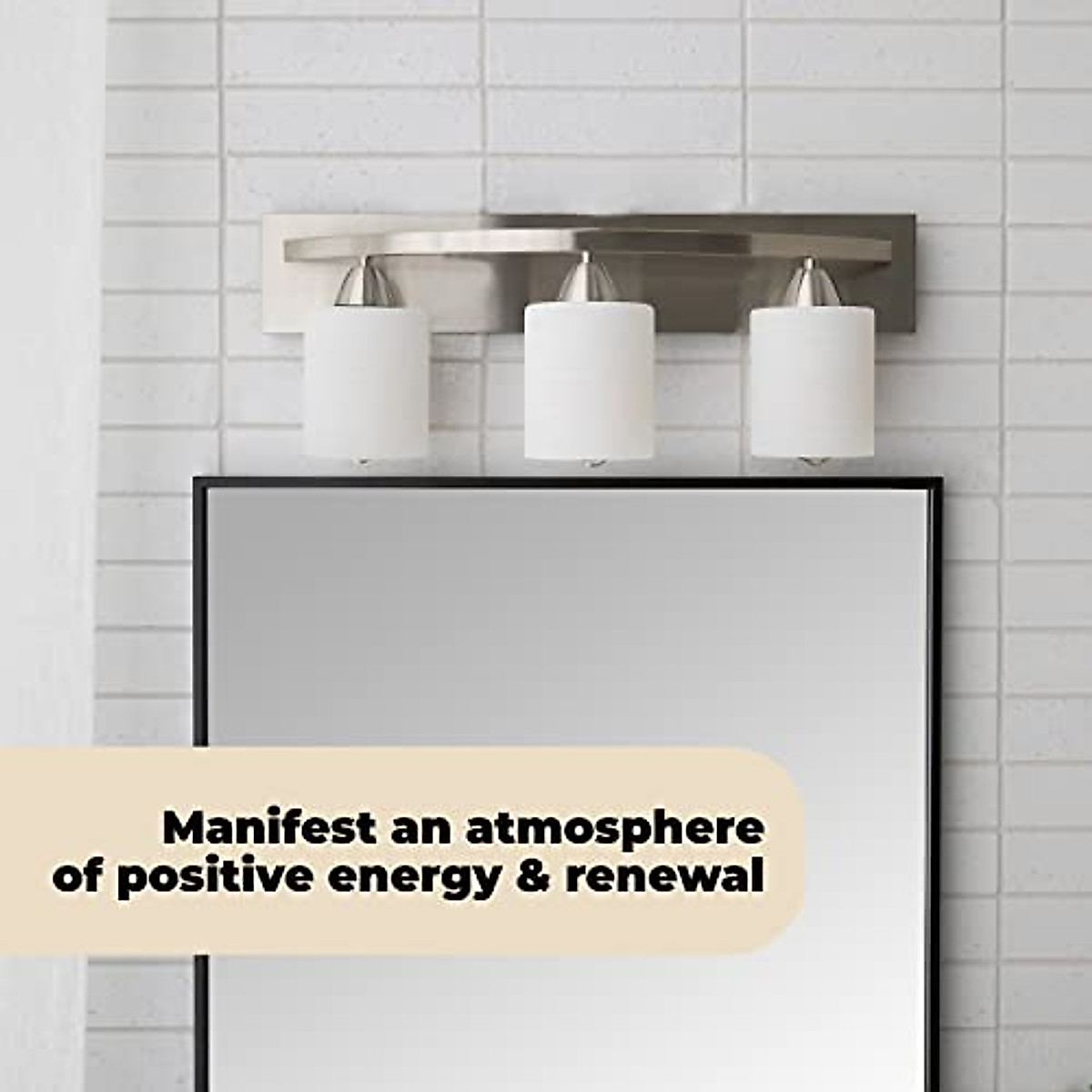 Dorence | Bathroom Vanity Light Bar | Interior Bathroom Lighting Fixtures with Modern Glass Shade | Bathroom Lights Over Mirror | (Brushed Nickel, 3 Lights, E26 100W LED, Bulbs not Included)