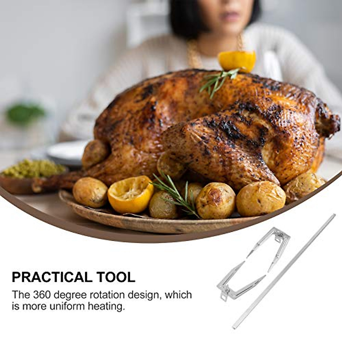 DOITOOL Stainless Steel Rotisserie Forks Air Fryer Accessories Rotating Baking Roast Chicken Fork for Kitchen