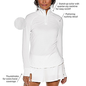 Coolibar UPF 50+ Women's Arabella Golf Quarter Zip - Sun Protective (Small- White Diamond Jacquard)