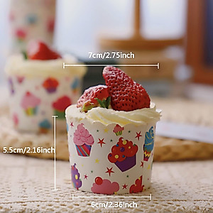 Bertacy 100-Pack Disposable Wrappers Large Paper Cake Baking Cup Cupcake Muffin Cases Birthday Party Decoration