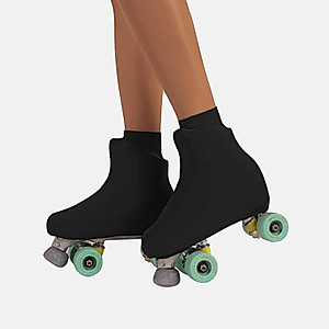 CALZITALY Cover Skates | Skate Boot Covers | Roller Skating Wear Woman and Girl | 70 DEN | Made in Italy (USA: 7/10 = EU: 38/42, Black)