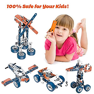 COMIN Educational Toys Building Sets STEM Learning Kit, 12 in 1 Engineering Toys Creative Set 152 Pieces for Boys/Girls/Birthday/Christmas/Holiday Age 5 6 7 8 9+ Years Old