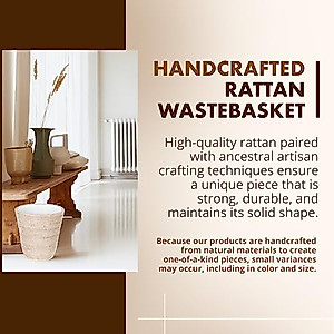 Kouboo La Jolla Rattan Plastic Insert, White-Wash Waste Basket