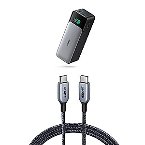 Anker 765 USB C to USB C Cable (140W 6ft Nylon), USB 2.0 Fast Charging USB C Cable & Anker 737 Power Bank (PowerCore 24K) for MacBook Pro 2021, iPad Pro, Samsung Galaxy S21, Pixel, and More.