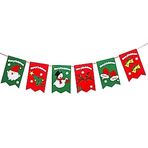 Christmas Wall Decor Banner Hanging Bunting Garland Banner Decoration Supplies Handheld Flag Poles Tall (E, One Size)