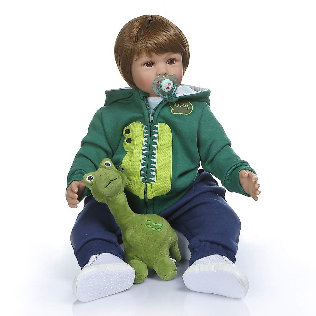 iCradle Realistic Looking 24inch 60cm Reborn Toddler Fridolin Soft Silicone Bebe Doll Reborn Princess Long Hair Doll Toy for Ages 3+ (Boy)