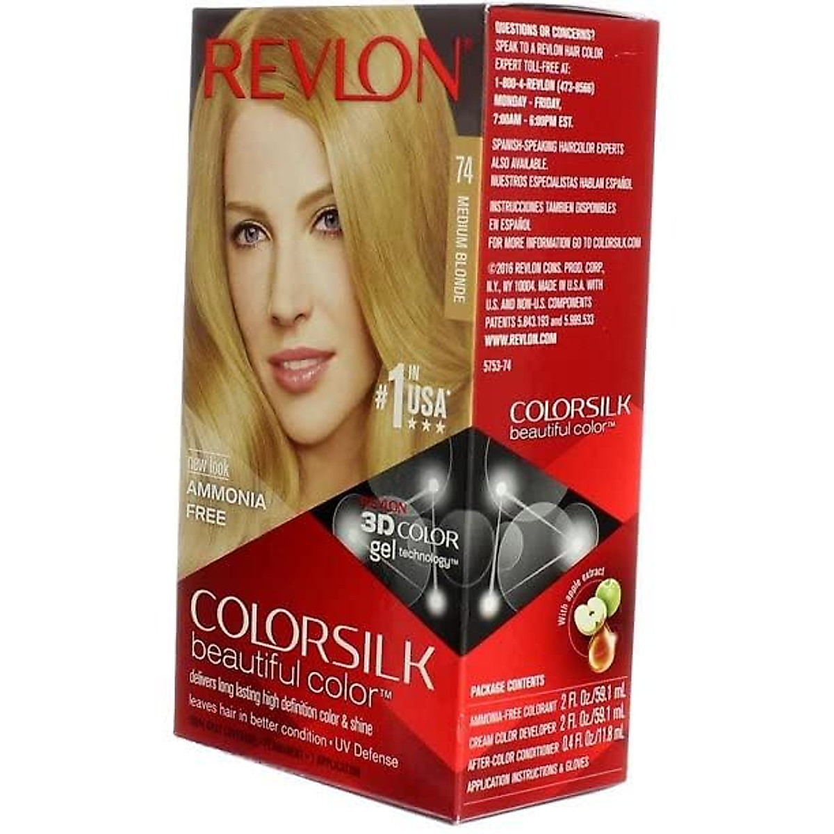 Revlon ColorSilk Hair Color [74] Medium Blonde 1 Each (Pack of 3)