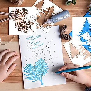 20 Pieces Stencil Template for Painting Reusable Animal Plant Stencil Spring Summer Winter Template, DIY Christmas Stencils for Painting on Wood Wall Home Decor (Pine Tree)