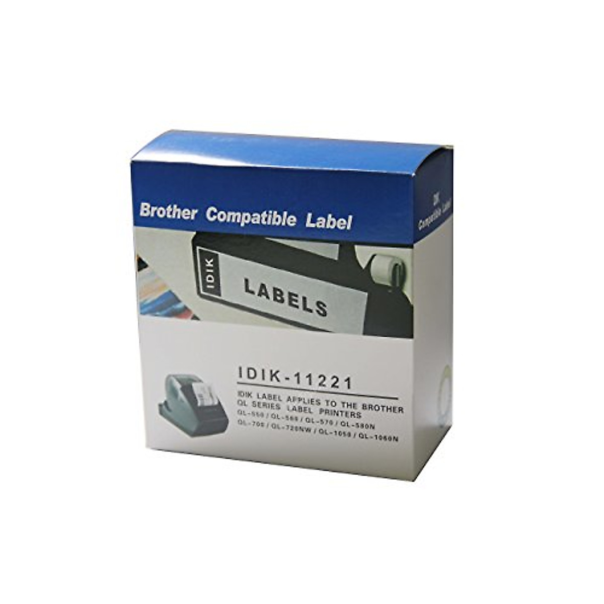 IDIK-11221 Replacement Labels Compatible with Brother DK-1221 Square Labels 23mm x 23mm x 1000pcs/Roll Packed in Individual Printed Retail Box with Permanent Cartridge