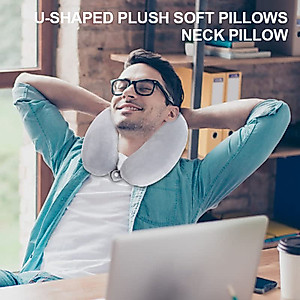 Travel Pillow Memory Foam Neck Pillow Head Support Soft Pillow for Sleeping Rest U Shaped Neck Pillow With Washable Microfiber Cover Portable Headrest Great for Airplane Chair Car Home Office Use