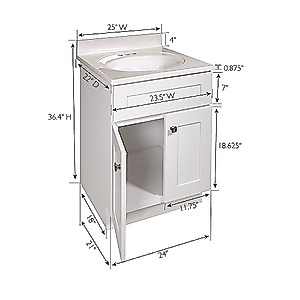 Design House 584870 Bath Shaker 2-Door Bathroom Vanity with Cultured Marble White Top, 4-Inch Centerset, 2 Piece