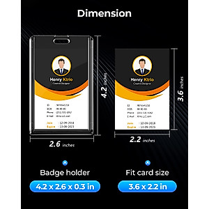 KTRIO 2 Pack Heavy Duty Badge Holder, Clear Acrylic ID Card Holder with Easy Access Thumb Hole, Hard Plastic ID Badge Holder for Student, Nurse and Office - Vertical