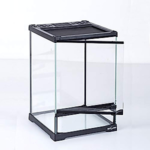 REPTIZOO Mini Reptile Glass Terrarium Tank 8"x8"x12", Front Opening Door Full View Visually Appealing Mini Reptile or Amphibians Glass Habitat