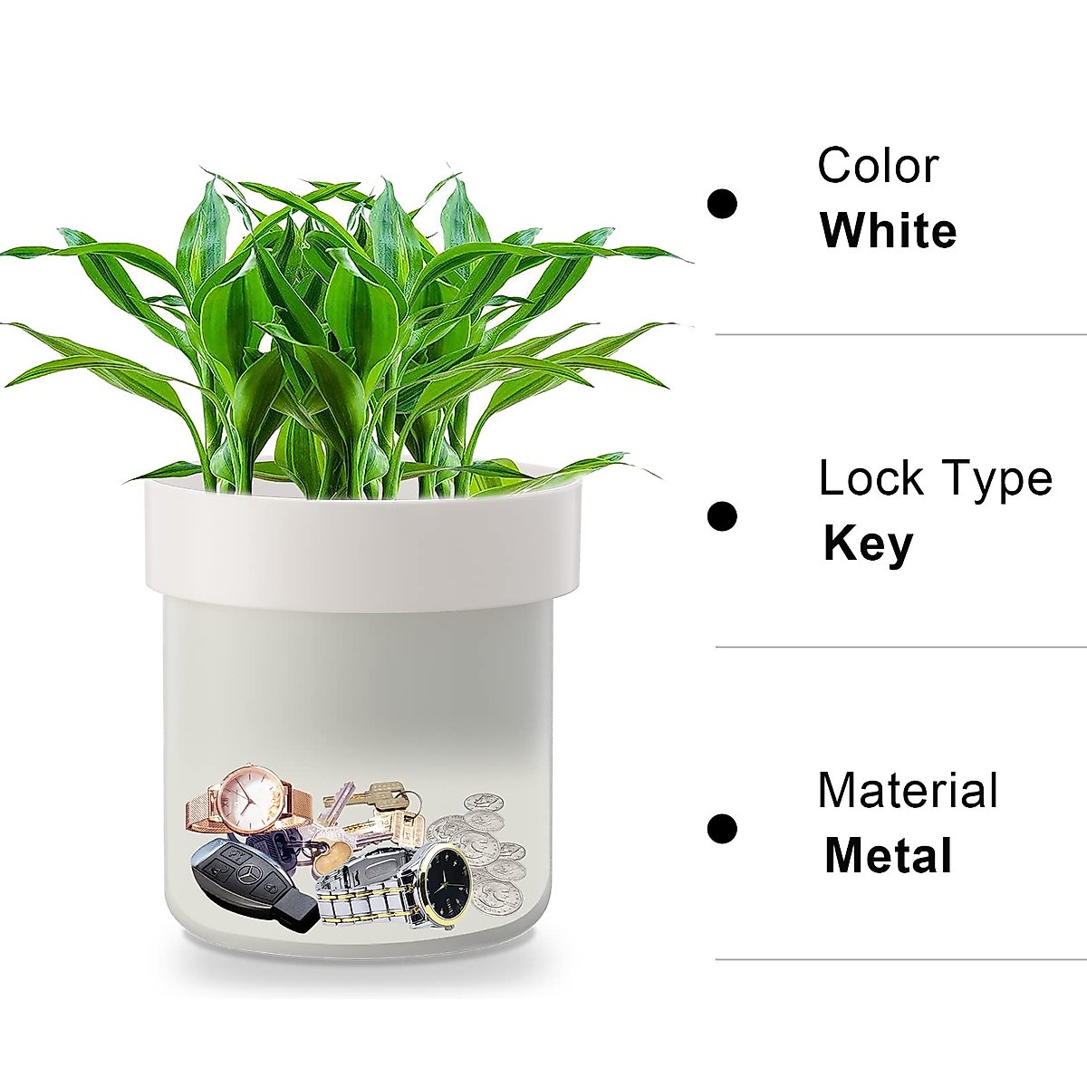 Younion Flower Pot Diversion Safe with Key Lock, Secret Hidden Safe Lock Box, Perfect for Hiding The Valuables Inside Flower Pot’s False Bottom, Plants Not Include