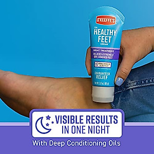 O'Keeffe's for Healthy Feet Night Treatment Foot Cream, Guaranteed Relief for Extremely Dry, Cracked Feet, Visible Results in 1 Night, 3.0 Ounce Tube, (Pack of 2)