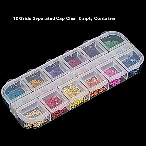 Lonkiktik 12 Grids Separated Cap Clear Empty Container Storage Case Box For Nail Rhinestones beads Organizer