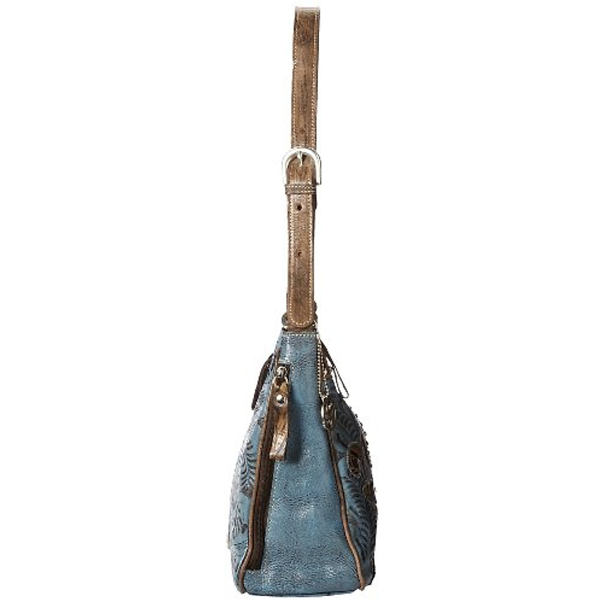 American West Annie's Secret Hobo Bag, Distressed Charcoal/Denim Blue, One Size