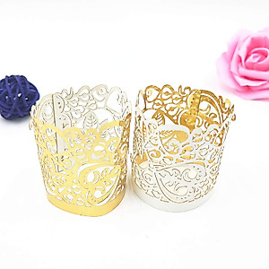 Candle Wraps, 50 PCS Flameless Tea Light Decorative Wraps Candles Holders for Festival Birthday Wedding Party (Gold)