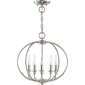 Livex Lighting 4665-91 Milania 5-Light Convertible Hanging Lantern/Ceiling Mount, Brushed Nickel