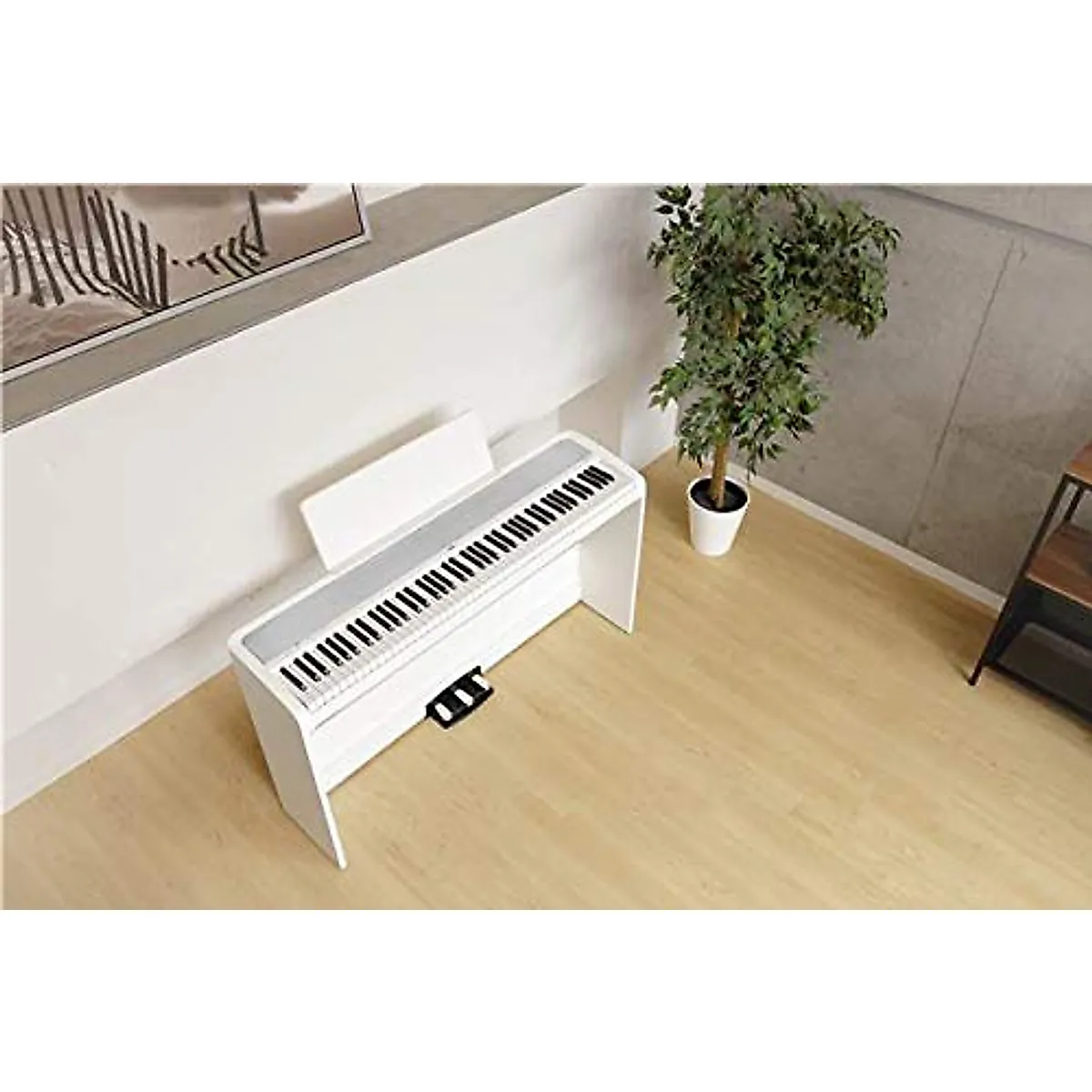 Korg B2SP Digital Piano - White Bundle with Furniture Stand, Three-Pedal Unit, Bench, Instructional Book, Austin Bazaar Instructional DVD, and Polishing Cloth