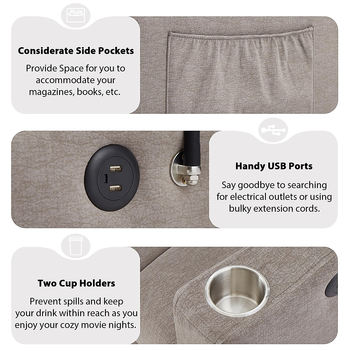 56'' Convertible Sleeper Sofa Bed,Full Loveseat Futon Pull Out Couch Sofá for Small Space,3 USB Ports,2 Cup Holders,360°Swivel Phone Holder,Modern Couches Sofabed Living Room,RV Hide-a-Bed (Gray)