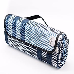 Picnic Blankets w/Stakes - Waterproof Camping Blankets - Foldable Compact Beach Blankets - Travel Picnic Blanket w/Polar Fleece & Peva - Portable Camping Gear - Perfect for Backyard, Park & More