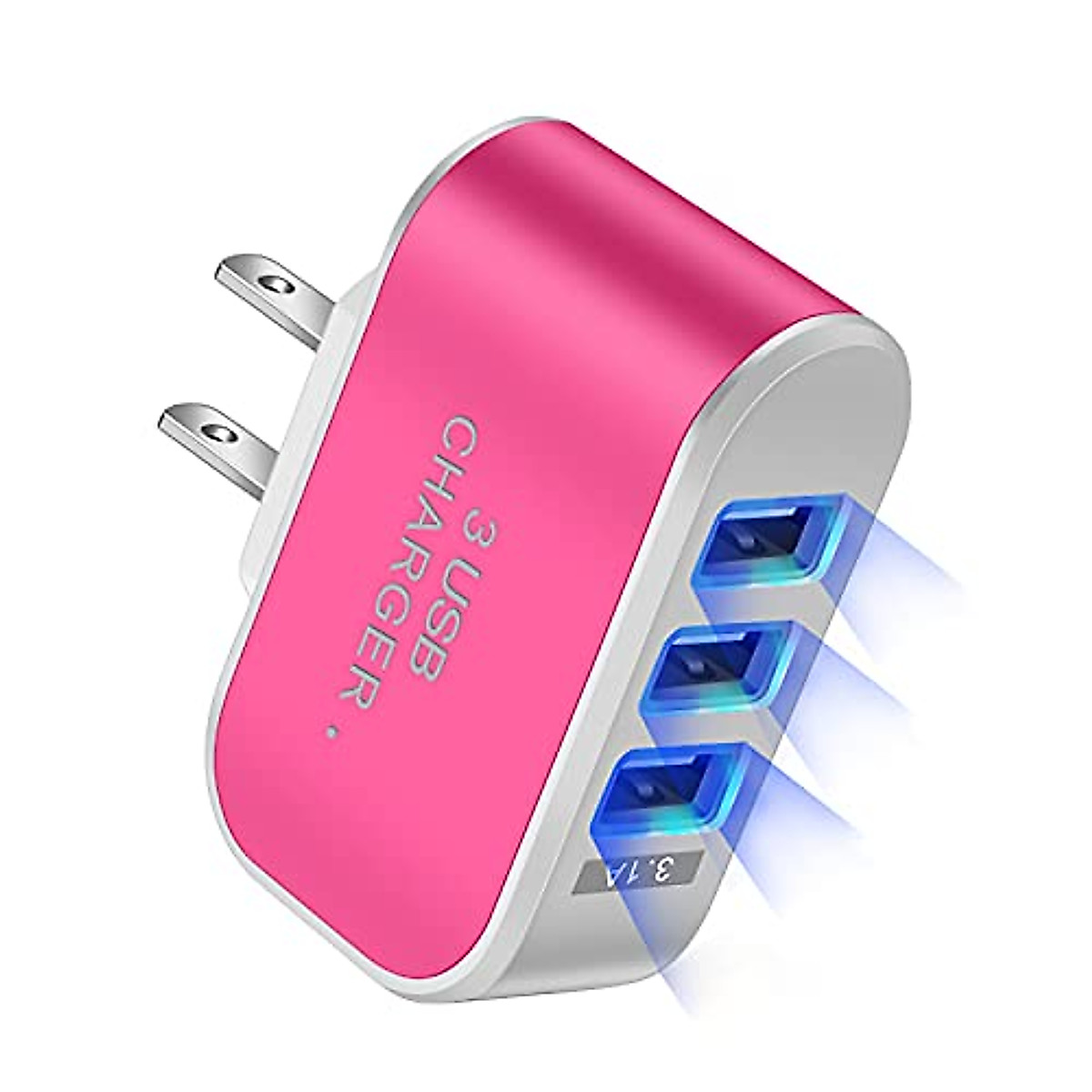 SuanlaTDS Luminous 3-Port Charger Charging Head,Macaron Color Portable Charging Head for Bedroom Home Office