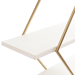 Kate and Laurel Daxton Modern Wood and Metal Diamond Wall Shelf, 31 x 8 x 31, White and Gold, Glam Geometric Wall Organization for Bathroom Storage or Living Room Display