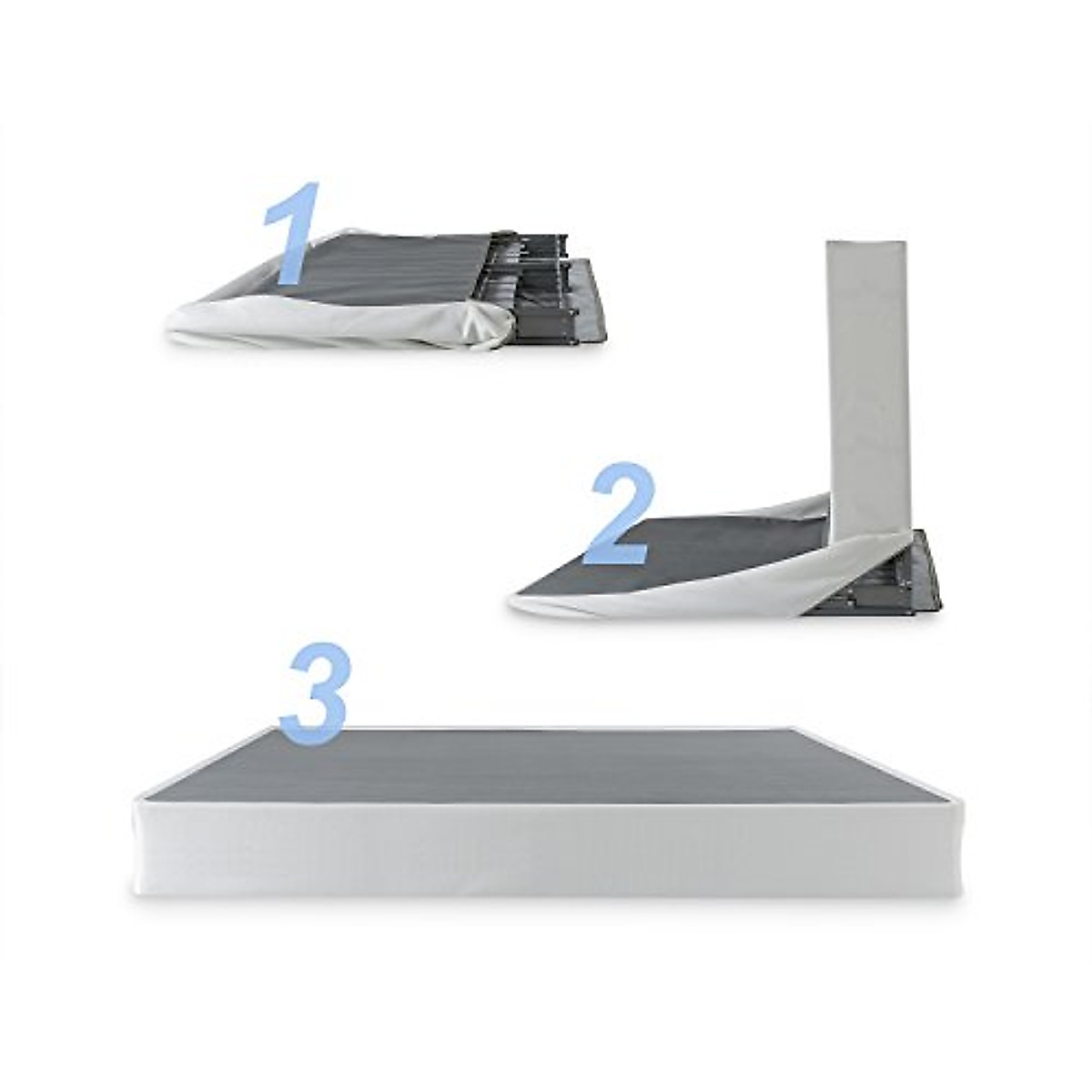 ZINUS No Assembly Metal Box Spring / 9 Inch White Mattress Foundation / Sturdy Metal Structure, Split King, Off-white