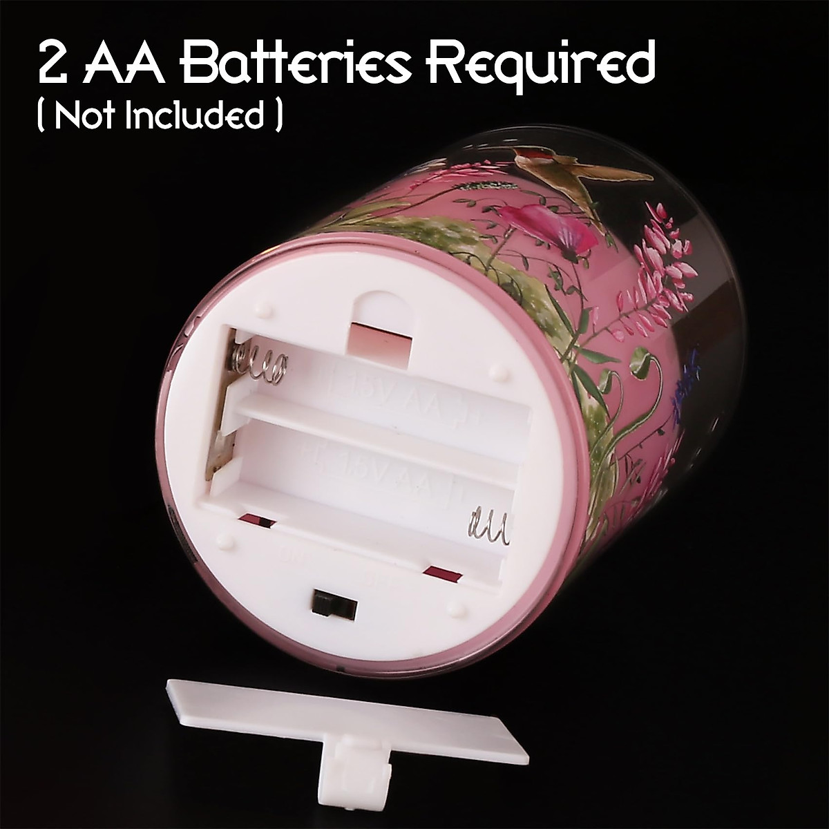 Girimax Pink Hummingbird Glass LED Candles with Remote, Flickering Flameless Candles Battery Operated Φ 3" H 4" 5" 6"