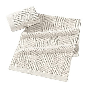sense gnosis Super Soft White Hand Towels Terry Striped Weave Pattern Ultra Absorbent 100% Cotton Towel for Bathroom(13 X 29 Inch), 2 Pieces