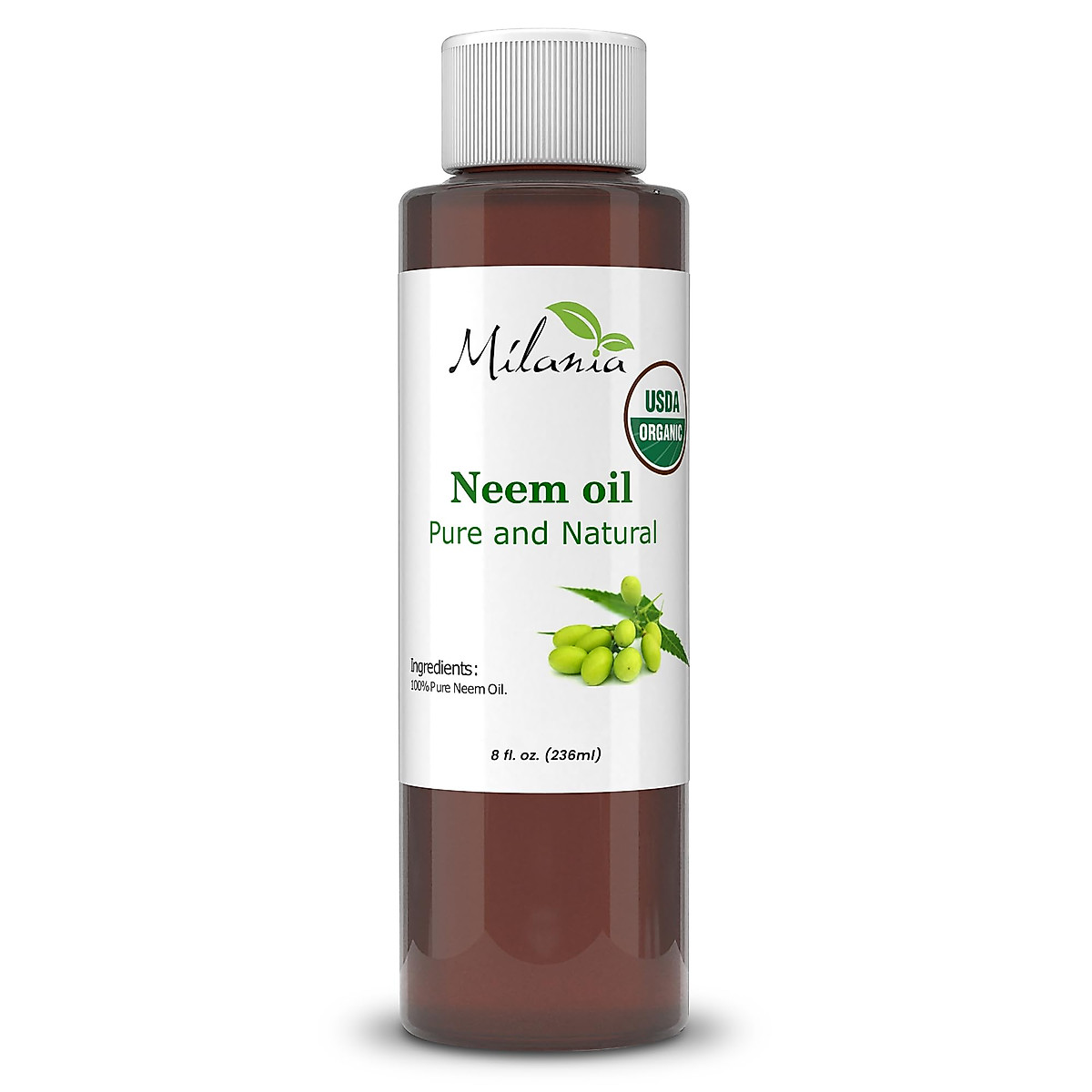 MILANIA Premium Organic Neem Oil (8 Oz.) Virgin, Cold Pressed, Unrefined 100% Pure Natural Grade A. Excellent Quality.