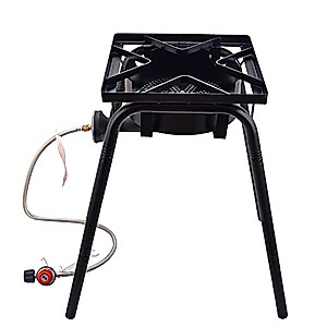 ARC Cast Iron Single Burner Propane Stove, 200,000BTU High Pressure Outdoor Gas Stove Cooker,16"Square Stove,Burners For Outdoor Cooking Turkey Fry,Crawfish Boil With Height Adjustable Legs