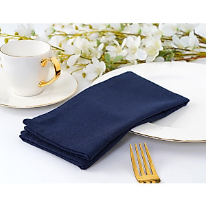 Blue Needles Navy Blue Cloth Napkins - 100% Cotton Set of 12 Dinner Napkins 18x18 inches - Soft, Reusable and Washable Linen Napkins, Ideal for Events, Parties & Everyday Use
